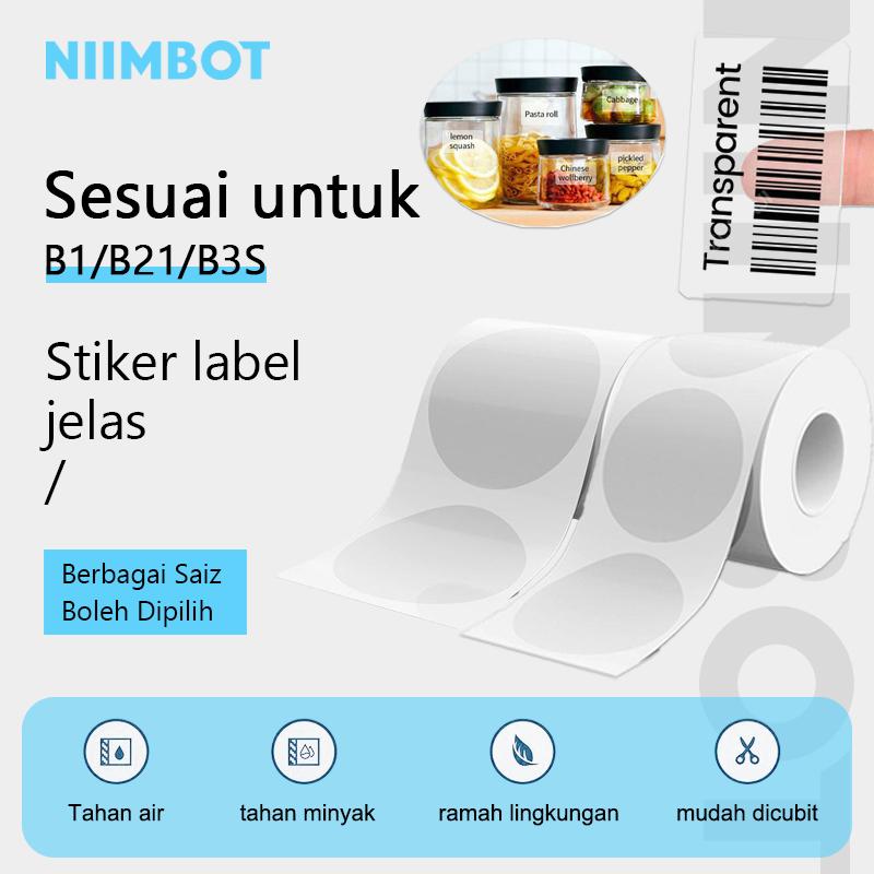 Niimbot B1/B21/B203/B3S Transparent Thermal Label Paper, Personalized ...