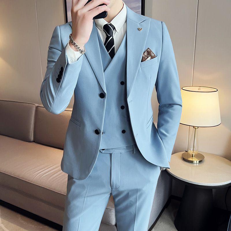 Two Button Suit Men's High-End Dress Suit Slim-Fit Ruffian Handsome ...