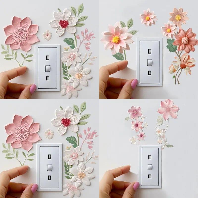 Flowers Switch Stickers PVC Self-adhesive Removable Waterproof - TikTok ...