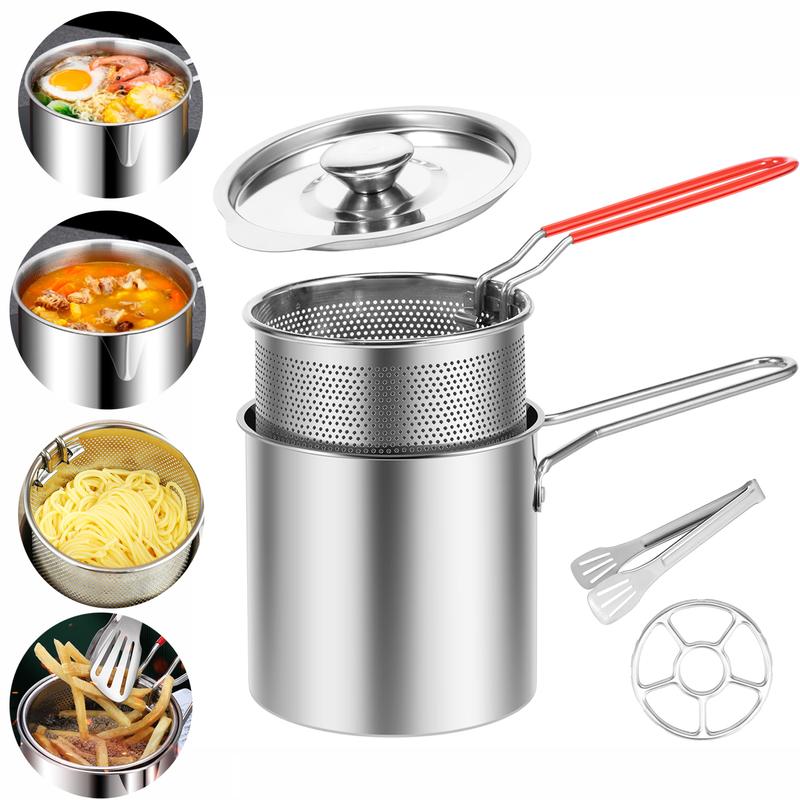 Weeding Gift Deep Fryer with Strainer Basket and Handle Stainless ...