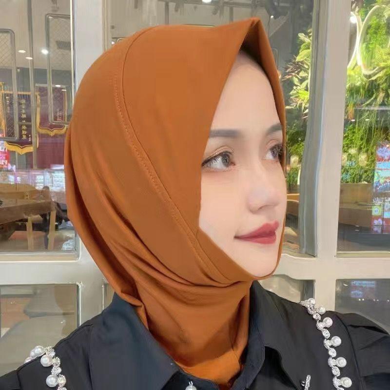 Tudung Brim Lembut Muslimah, Topi Balut Muka Warna Pejal, Tudung ...