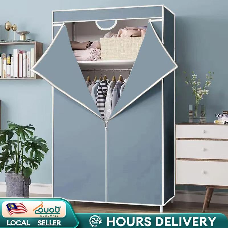 Zipped Wardrobe Self Assembly Non Woven Cloth Curtain Wardrobe - TikTok ...
