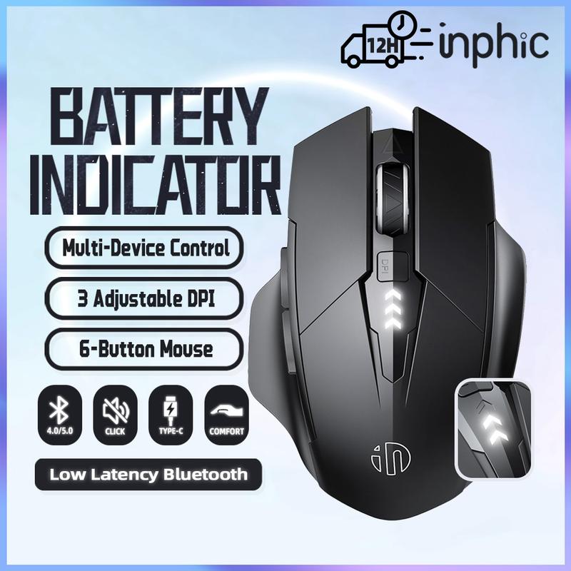 Inphic A1 Bluetooth Mouse 2.4G+BT4.0/5.0 1600dpi Ergonomic Battery ...