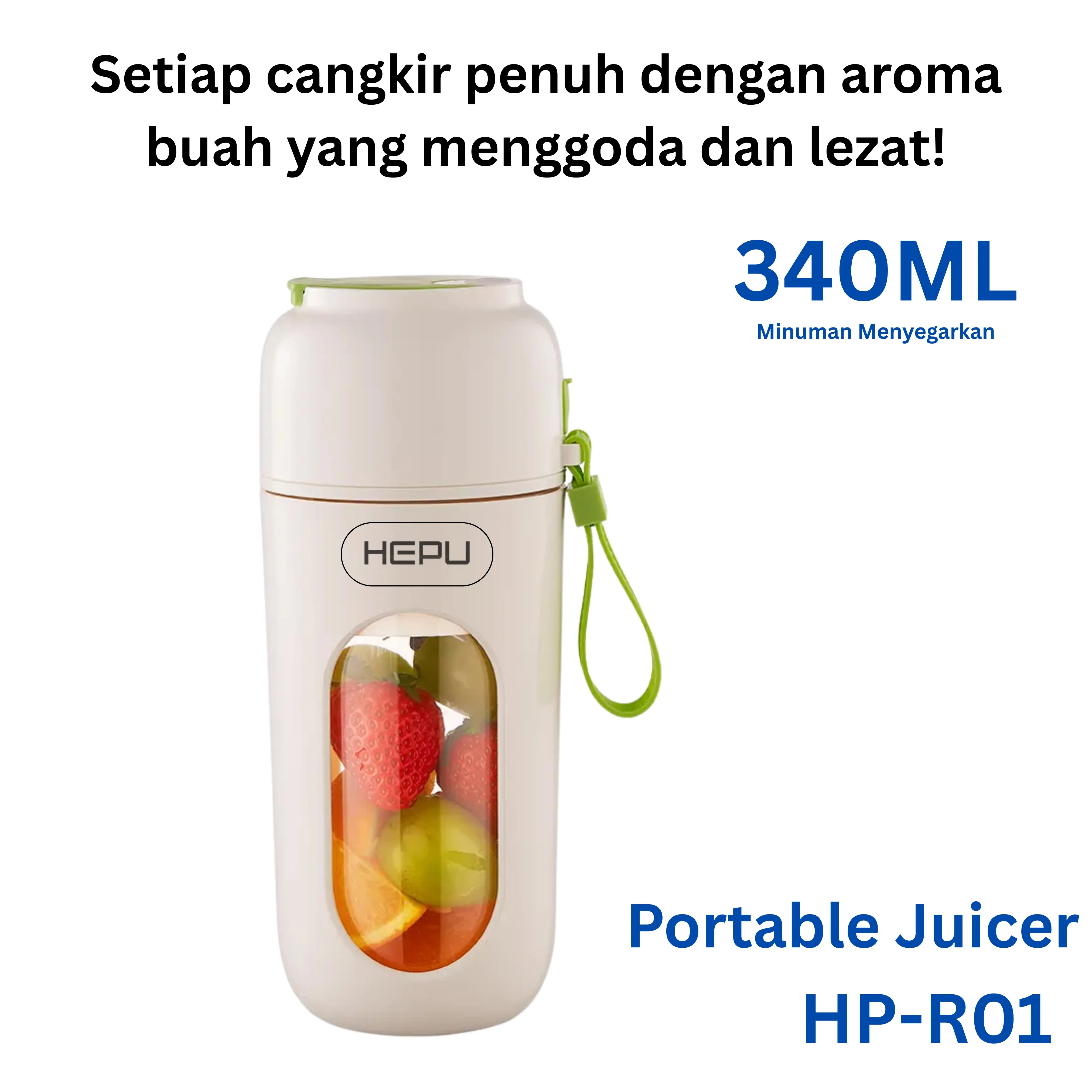 HEPU Portable Juicer HP-R01 340ML - Juicer Cup 60W 18.000 RPM Ungu ...
