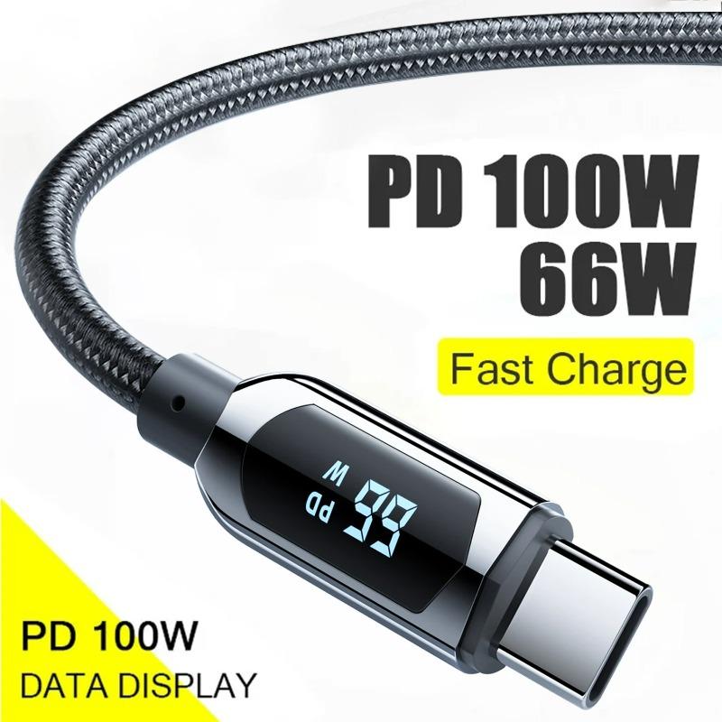 High quality nylon braided Charge Cable 100W LED Display PD USB ...