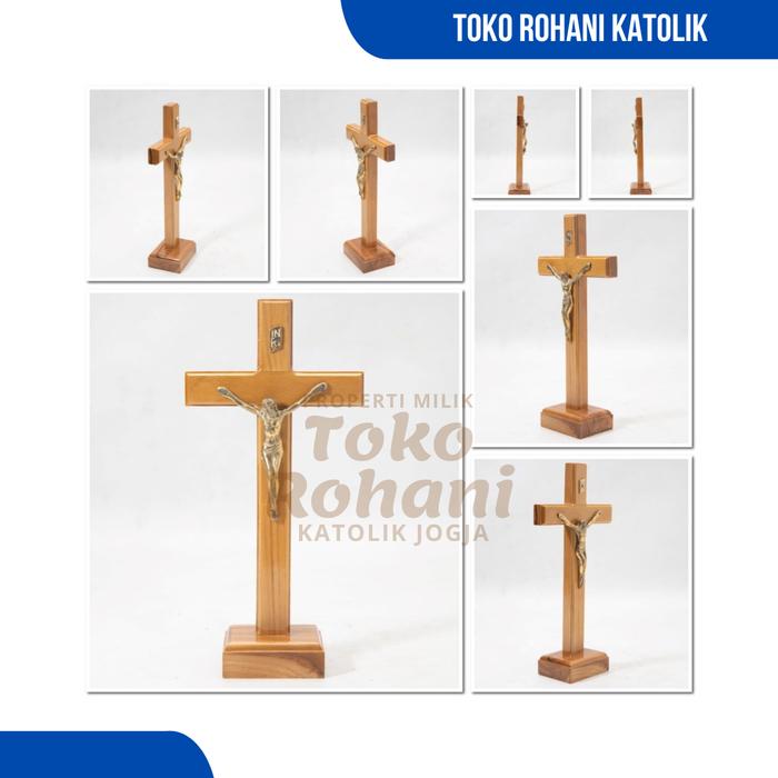 Jual SALIB DUDUK KATOLIK KORPUS KUNINGAN / SALIB MEJA KATOLIK / SALIB ...
