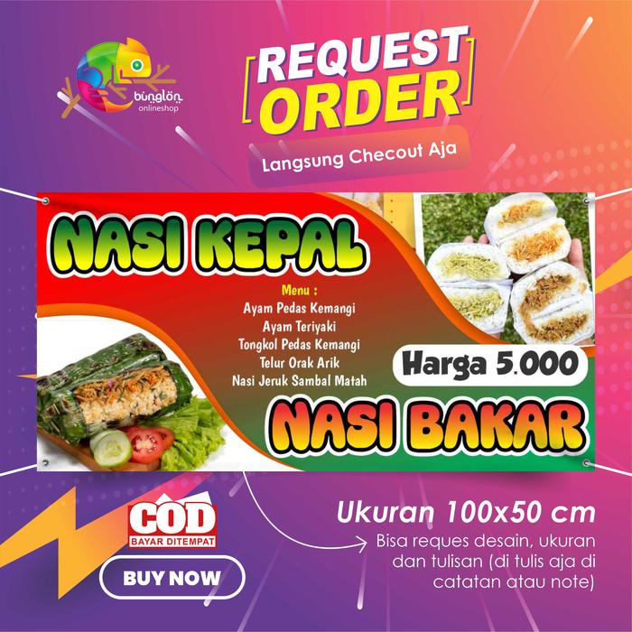 Jual Spanduk Banner 100x50 Nasi Kepal Nasi Bakar Custom Desain - Kab ...