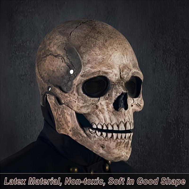 Horror Halloween Full Head Skull Mask with Movable Jaw, Adul - TikTok Shop