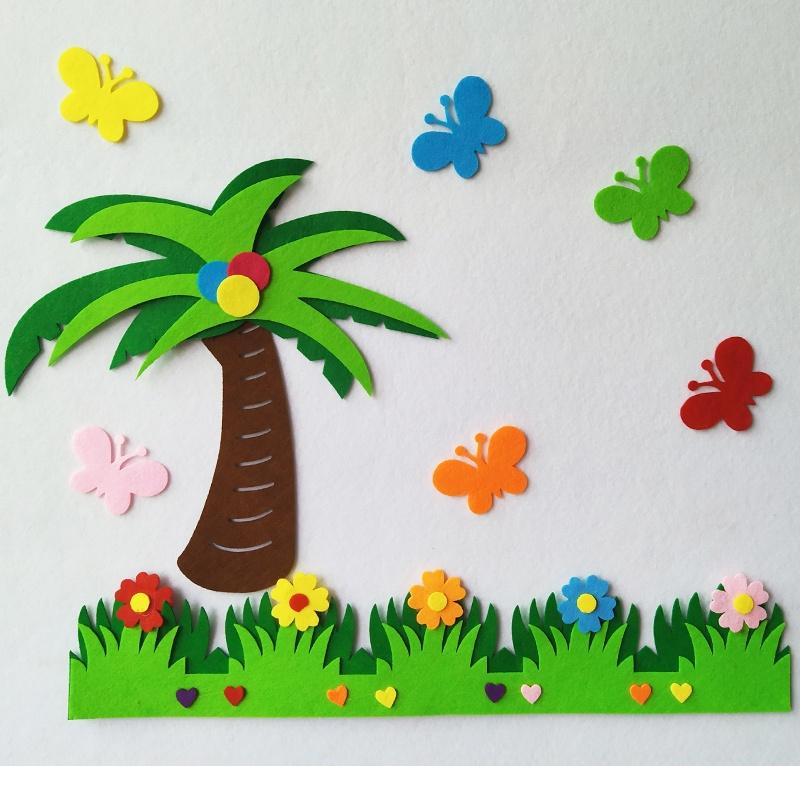 LULU104 - Pelekat dinding 3D, pokok & pagar terasa, hiasan dinding ...