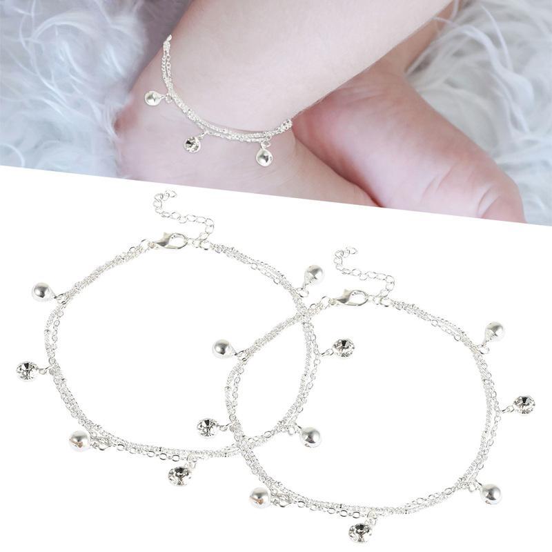 Gelang Kaki Loceng Kecil, Set 2 PCS, Gelang Kaki Perak Bayi Cantik ...