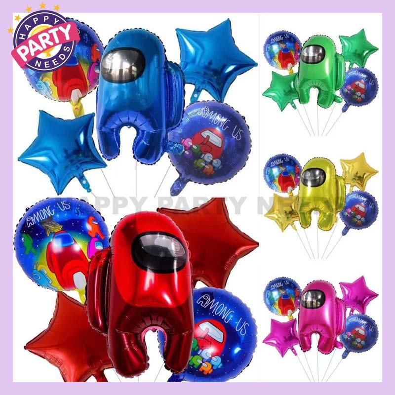 5 in 1 Among Us Foil Balloon Set birthday party needs decorations ...