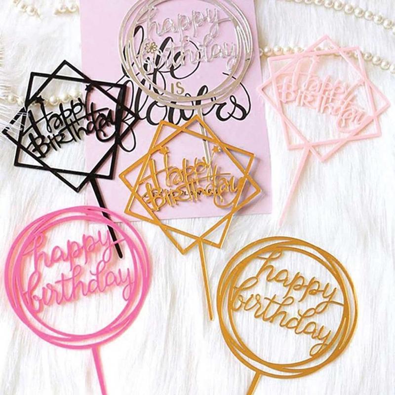 Topper Kek Ulang Tahun Berwarna Hitam Putih Emas Kreatif Glitter ...