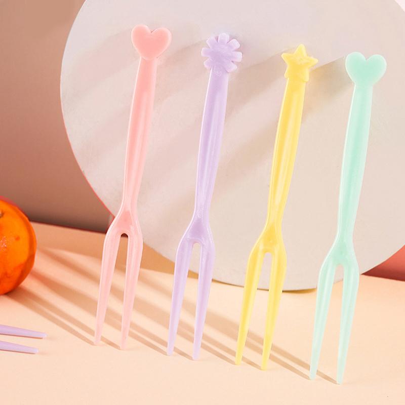 50Pcs/Set Fruit Fork Candy Color Mini Fruit Picks Child Cute - TikTok ...