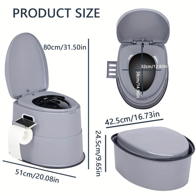 Oversized Portable Gray Plastic Toilet-Easy to Disassemble Inner Tube ...