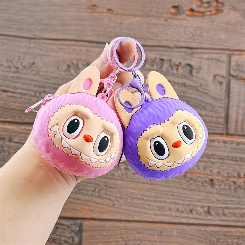 New Cute Labubu Coin Purse Keychain Cartoon Doll Key Ring Couple ...