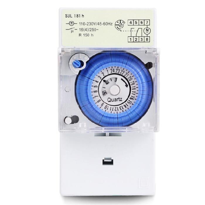 Jual Timer Analog 24 Jam SUL181H / Timer Panel Otomatis 220V 16A DIN ...
