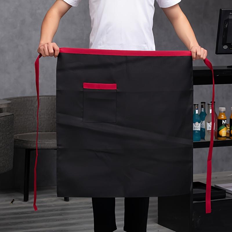 Apron Chef, Hitam dengan Aksen Merah, Serbaguna Poliester Tahan ...