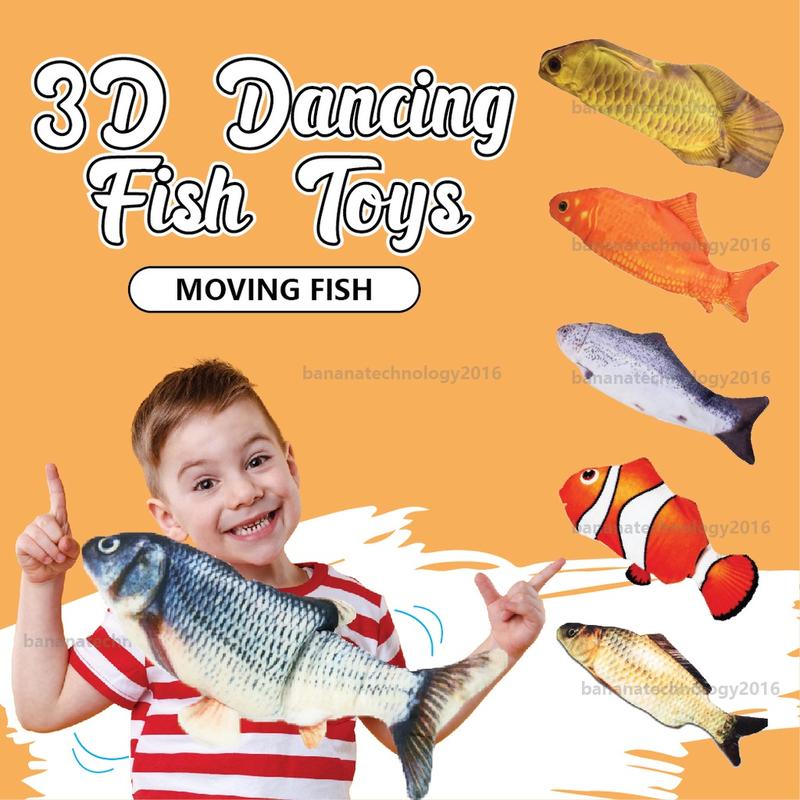 (3M-12M) 26cm Dancing Fish Flopping Wiggle Baby Sleep Toy Chargeable ...