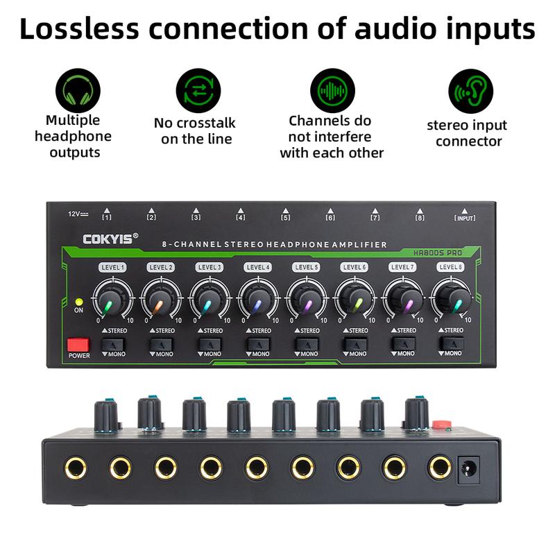 8 Channel Stereo Headphone Amplifier with Power Adapter Mini - TikTok ...
