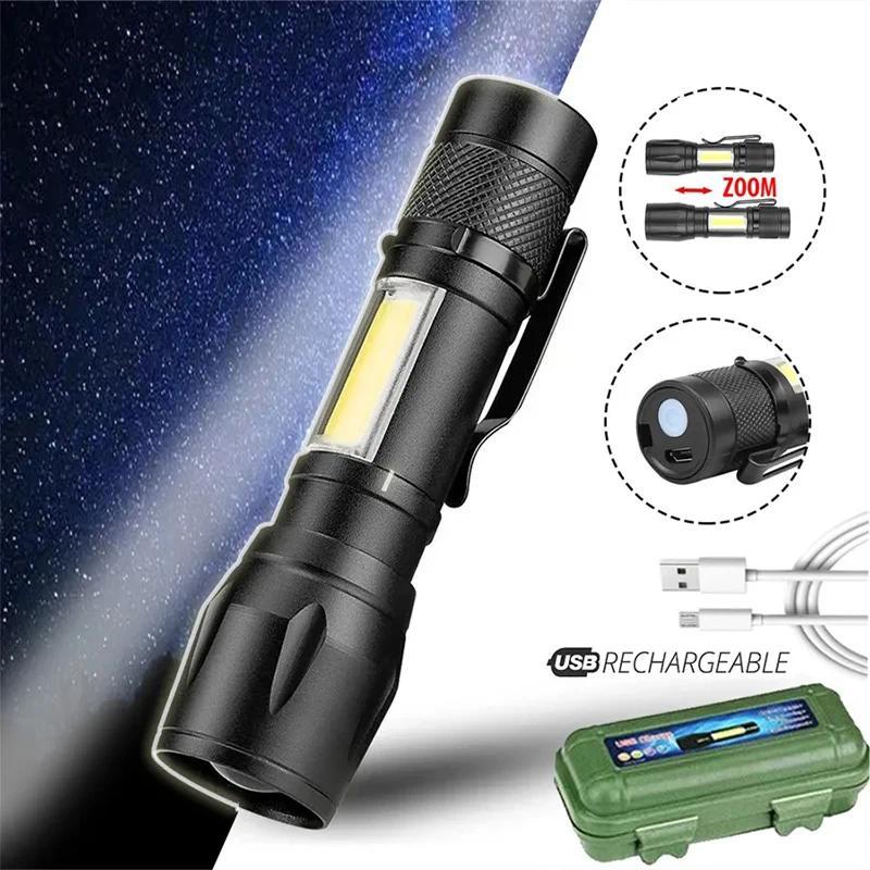 LED Flashlight Mini Flash USB Rechargeable Camping Outdoor Light ...