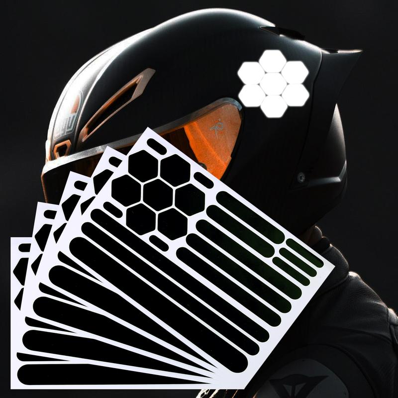 1/2 Sheets Black Motorcycle Helmet Reflective Stickers Self-adhesive ...