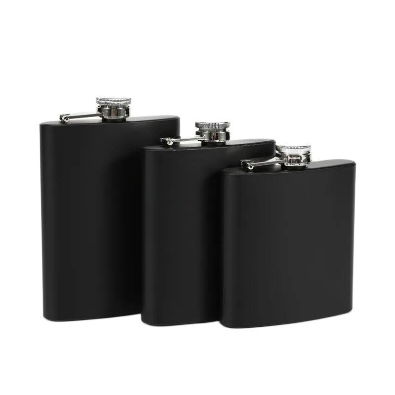 Steel Mini Hip Flask Black Paint Square Pocket Russia Flagon Black ...