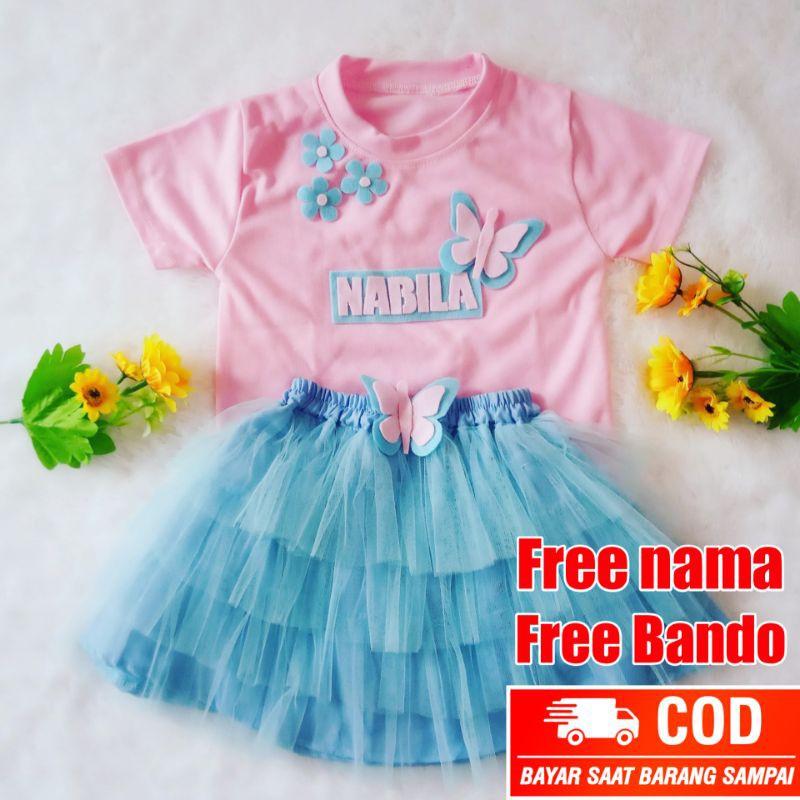 Baju Setelan Tutu Anak Perempuan Free Nama - Shop | Tokopedia