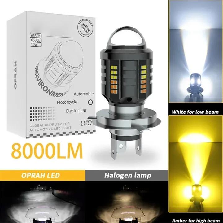 H4 H6 BA20D LED Motorcycle Light Bulb LED Fisheye Lens Dual Color ...