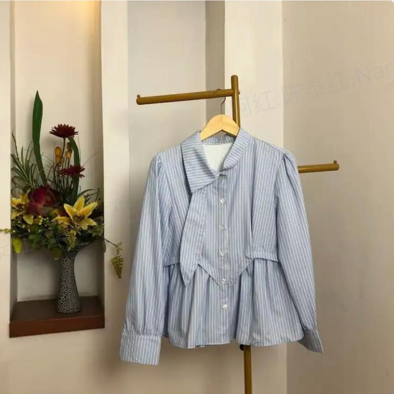 FADFAD Atasan Kemeja Wanita Motif Garis Elegan - Kerah Mutiara - Shop ...