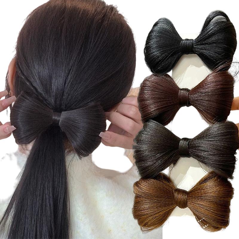 Synthetic Bow Hair with Hairpins Black Brown Headdress Bow Fake ...