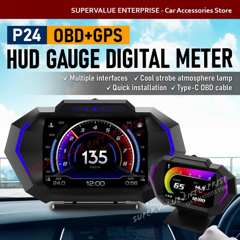 P24 OBD+GPS HUD Gauge OBD Digital Meter OBD2 Meter Car Smart - TikTok ...