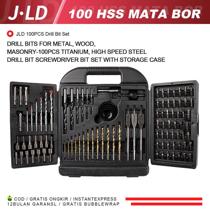Promo JLD 100pcs mata bor set Mata Bor untuk Logam, Kayu, Batu-100Pcs ...