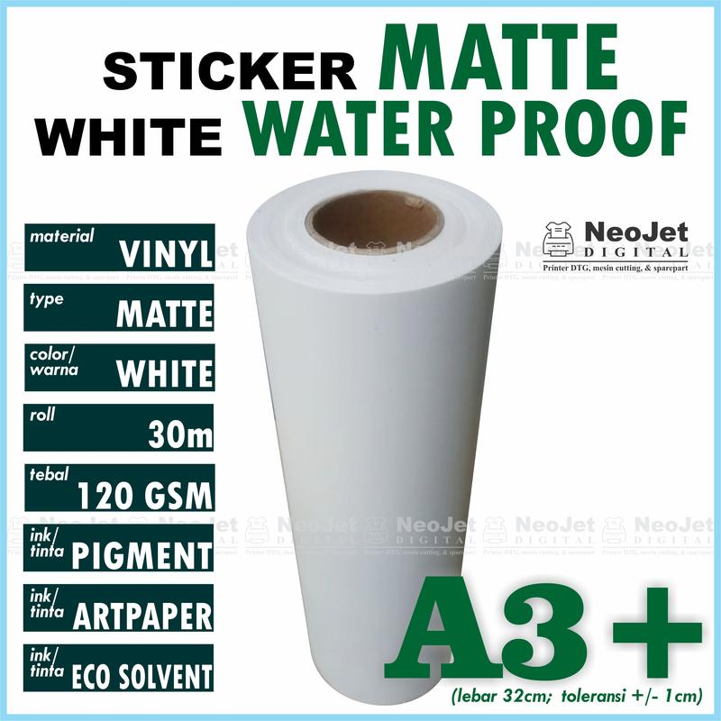 Stiker Sticker Vinyl Matte Inkjet Waterproof Doff Doft Mate A3+ Putih ...