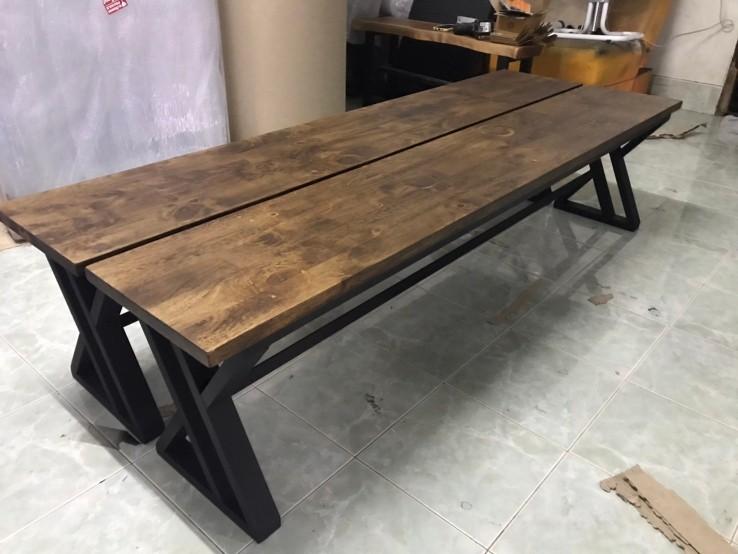 MPT2 ม้านั่งยาวไม้จริง เก้าอี้ม้านั่ง ขาเหล็ก แข็งทนทาน สไตล์โมเดิร์น ...