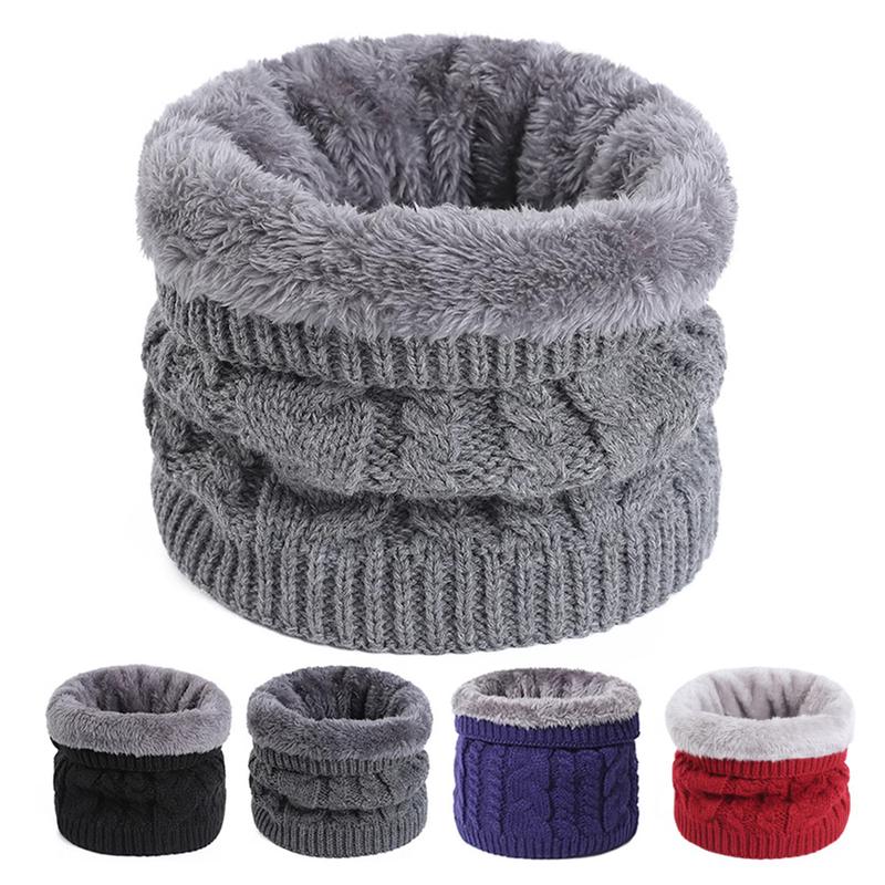 Women Men Thermal Scarf Solid Color Twist Texture Thickened Plush ...