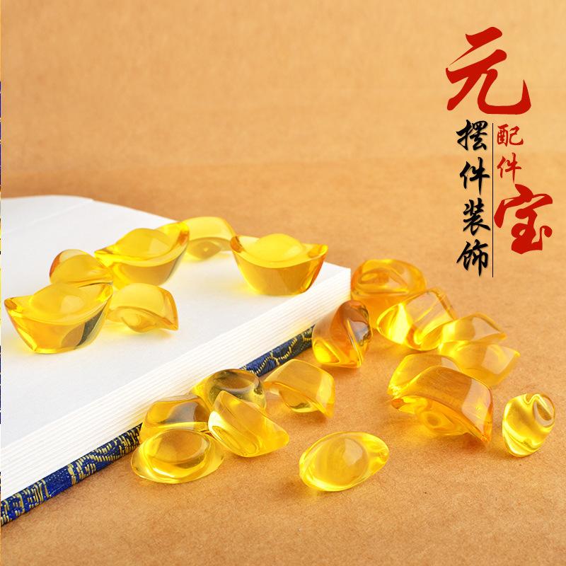 Golden Yellow Ingot Glass Ingot Artificial Glazed Crystal Decoration ...