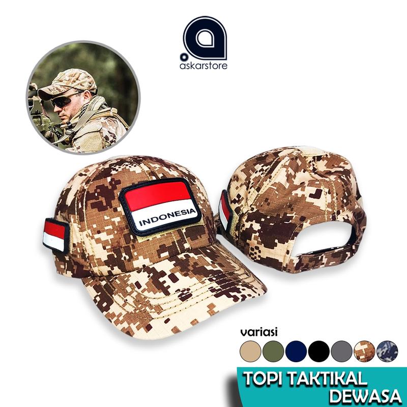 Topi taktikal tactical pria dewasa velcrow komando loreng militer ...