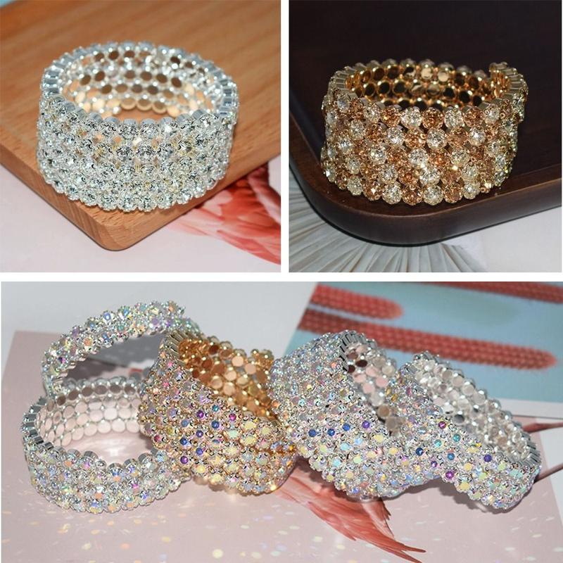 Full Rhinestone Bridal Wedding Bangles Five Rows Bangles Hand - TikTok ...