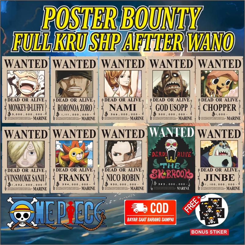 Poster Buronan Onepiece A3+/ A4 Full Kru SHP Pajangan hiasan - Shop | Tokopedia