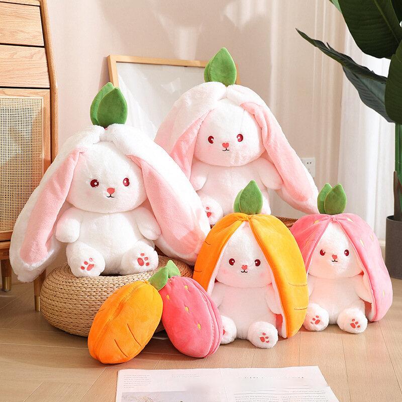 Popular Cute Transform Strawberry Rabbit Doll Plush Toy Carrot - TikTok ...
