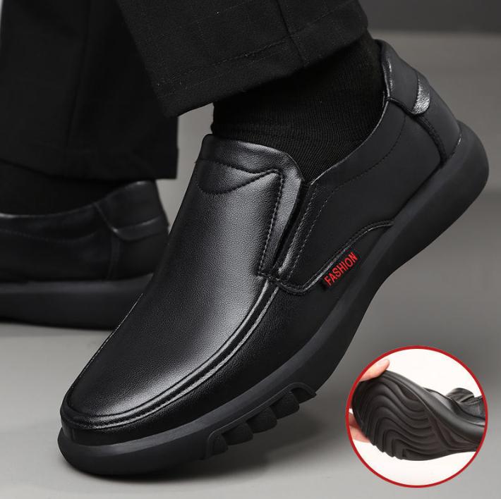 COD Men's Leather Shoes Glossy Black Business Dress Shoes Office ...