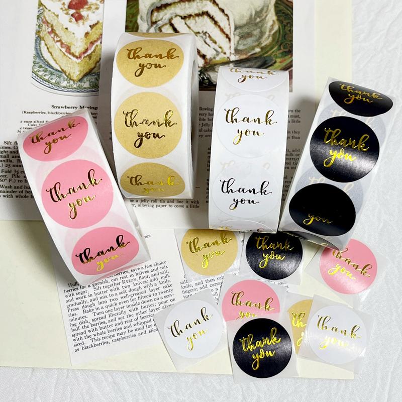 500pcs/roll gold Bronzing Thank You Stickers With My Small Business ...