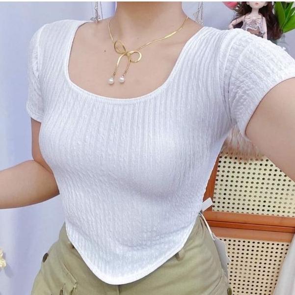 Asymmetrical Hanky Tops Bandana Short Sleeve Tee Bark Crepe for ...