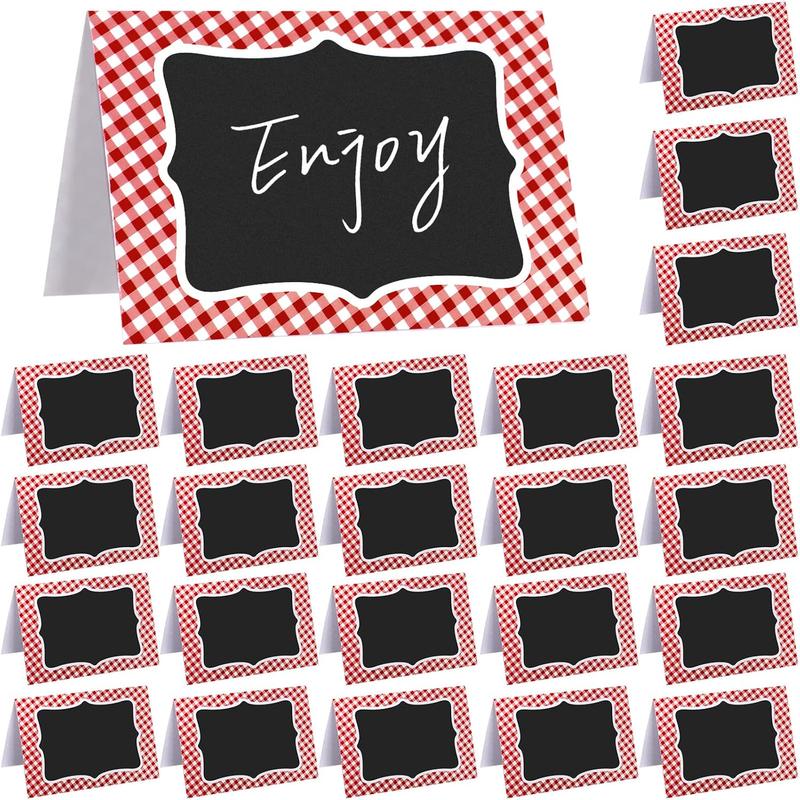 24 count Red Gingham Picnic Party Decoration Supplies 6x4 Inch Italian ...