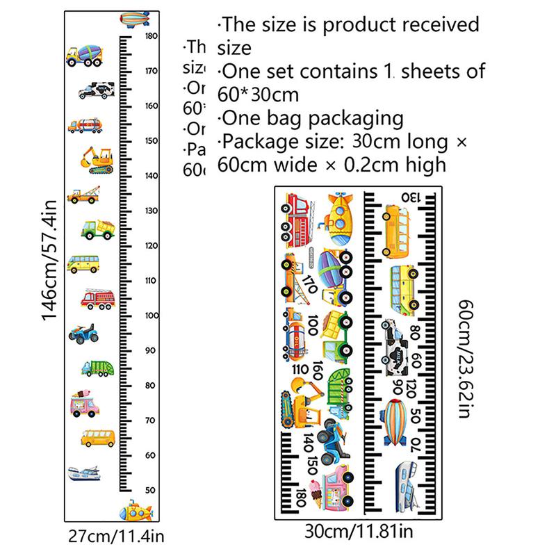 Transport Truck Cars Growth Chart for Kids Wall Stickers Measure ...