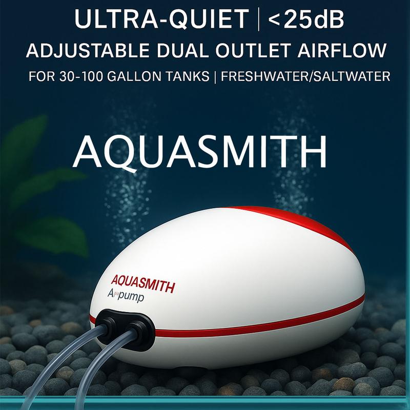 AQUASMITH Ultra Quiet Aquarium Air Pump, Adjustable Single Outlet ...