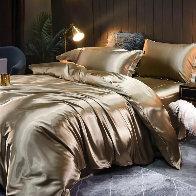 Luxury Mulberry Silk Bedding Set Silky Bed Sheet Set Duvet Cover ...