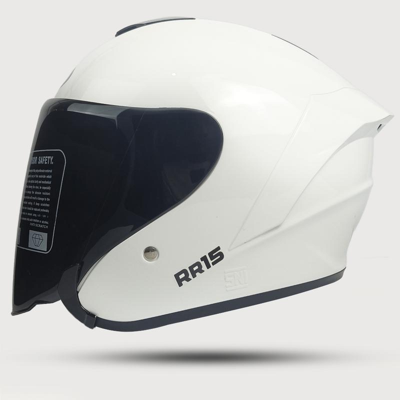 Helm Half Face NFJ RR15 / PUTIH KACA VISOR SMOKE / Helm Premium - Shop ...