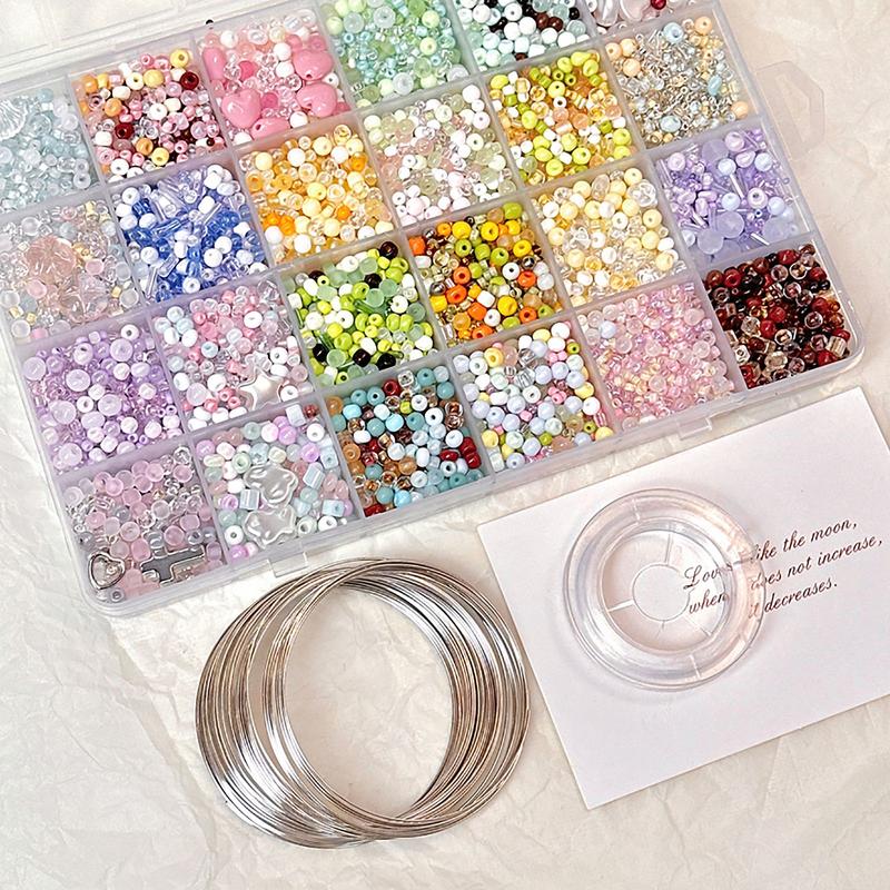 Set Manik Biji Kaca, 24 Grid, Nilai Super, Warna Campuran, Manik ...
