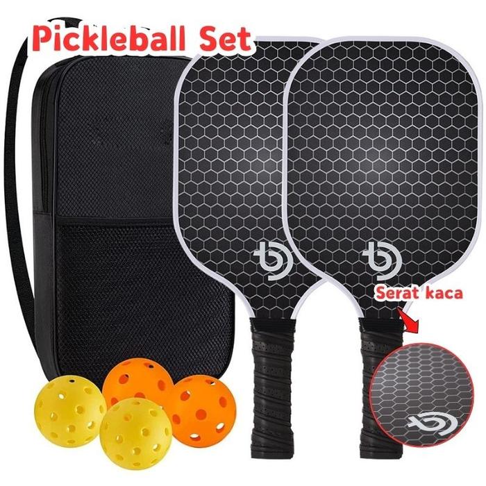 Promo 【COD】Pickleball Set Lengkap - 2 Raket & 4 Bola - Serat Karbon ...